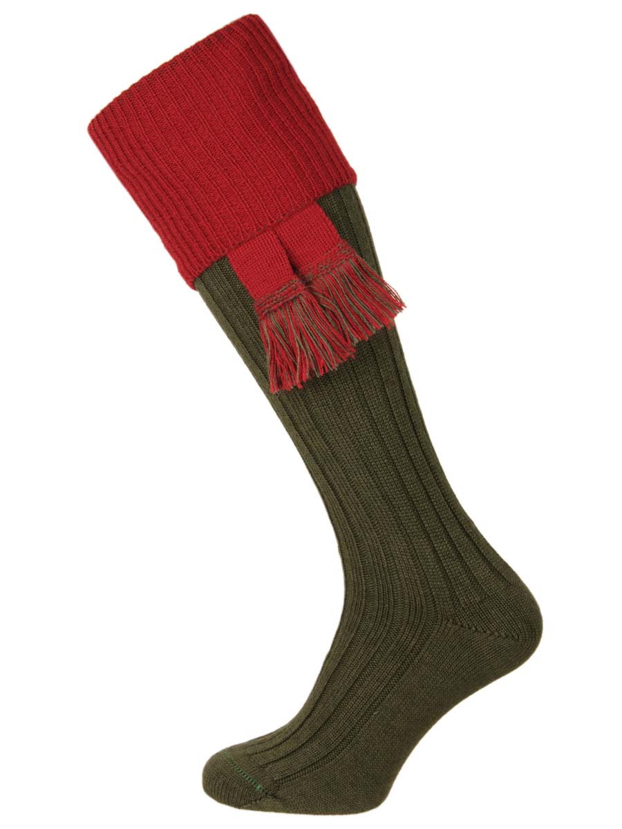 Lomond Shooting Socks in Spruce & Brick Red | Hunting Socks