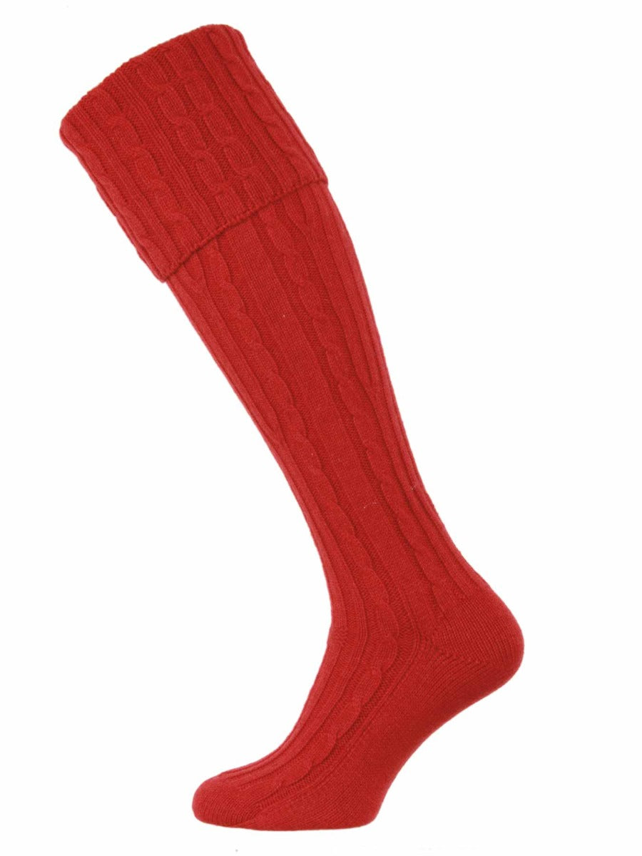 Red Cashmere Cable Shooting Stockings | Luxury Hunting Socks