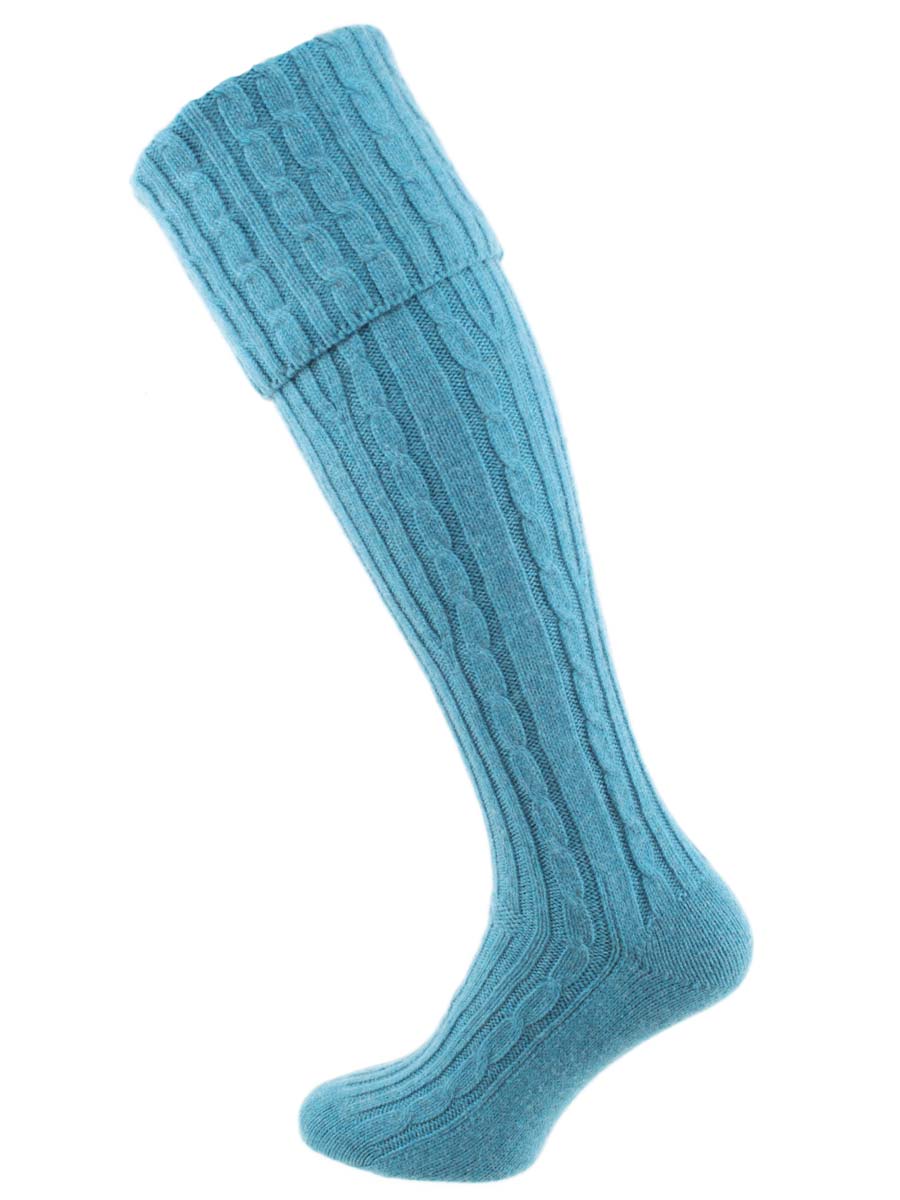 Turquoise Men's Cashmere Shooting Stockings | Scottish Made