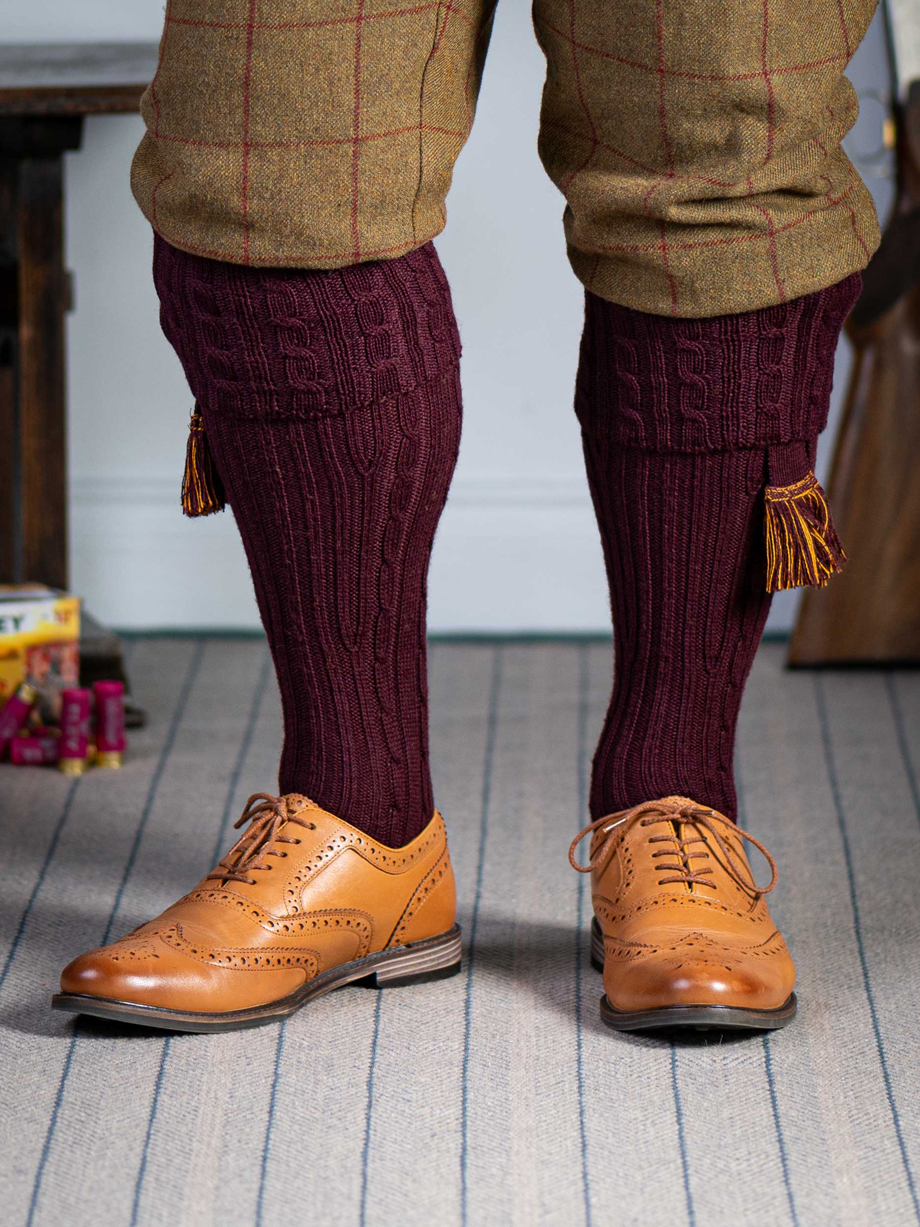 Wye Wide Calf Shooting Socks, Rioja | The Shooting Sock Co.